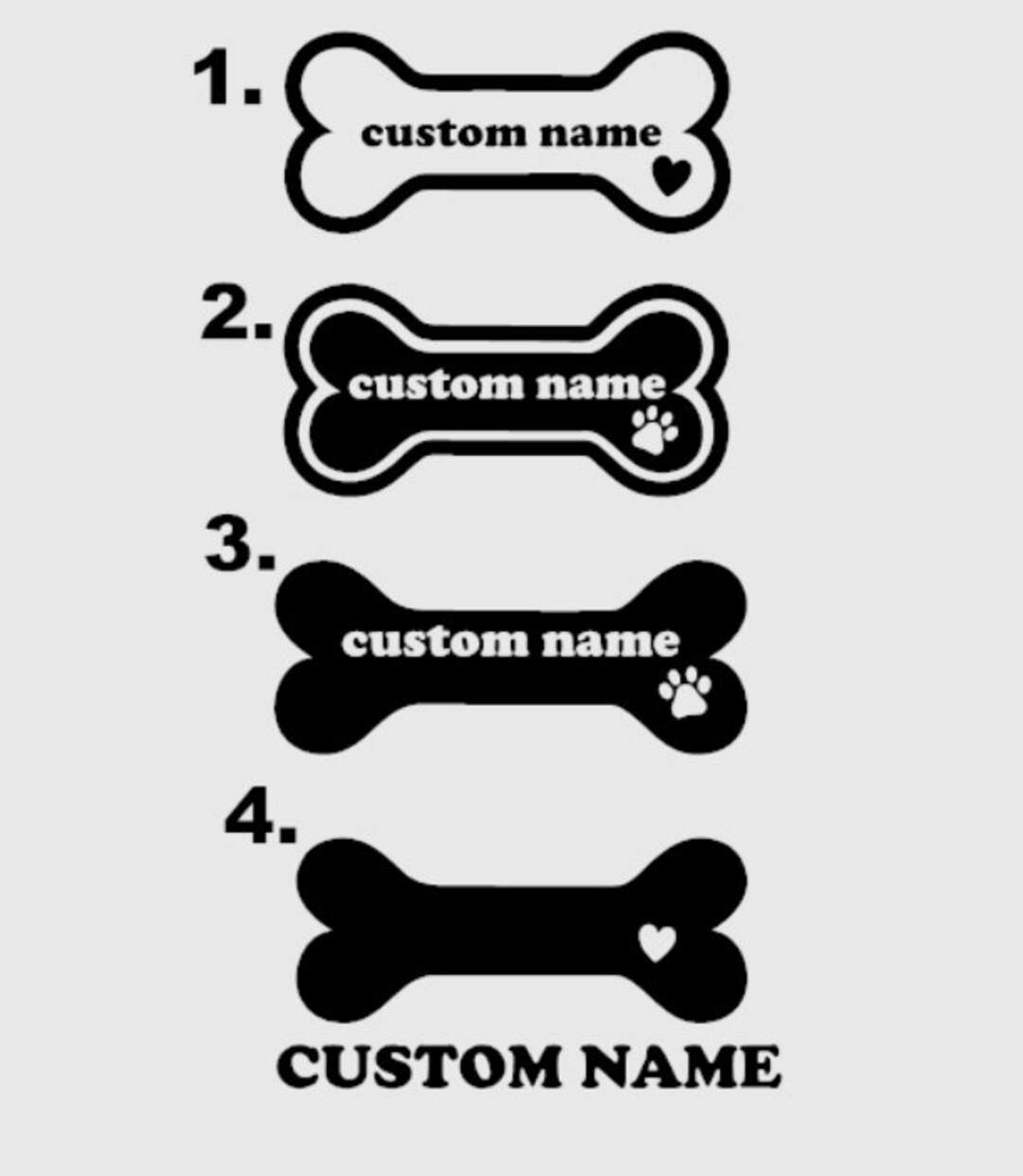 Personalized Name Vinyl Decal Paw Bone Car Truck Window Pet Custom Name ...