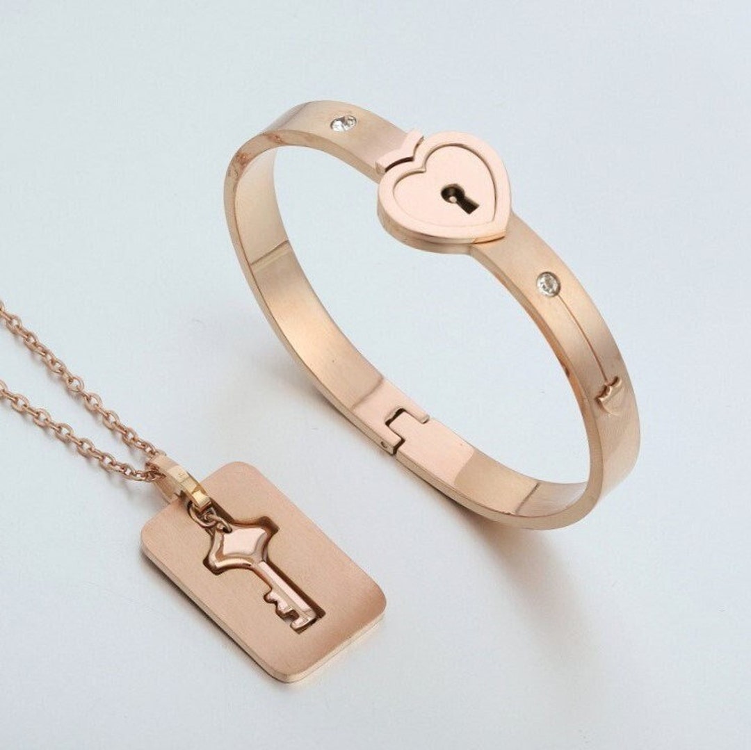 Couples Lock Key Bracelet Set Stainless Steel Titanium Day Collar ...