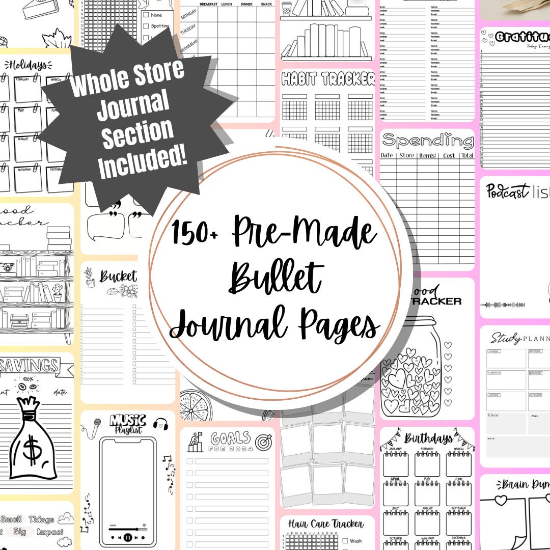 Printable Bullet Journal Bundle, Bullet Journal Pages, Complete Pre ...