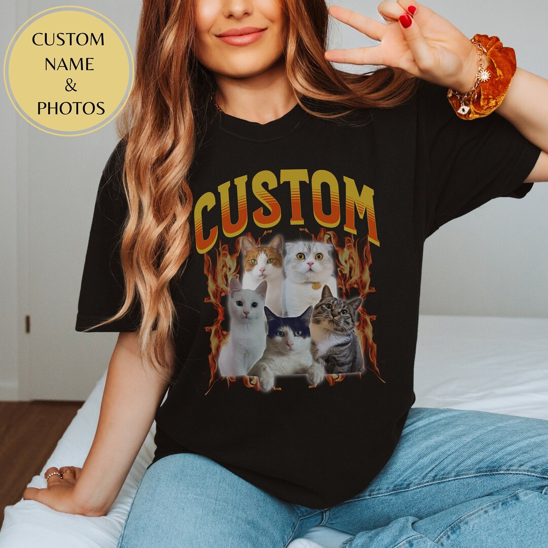 Custom Cat Mom Shirt, Personalized Pet Tee, Retro Collage Personalized ...
