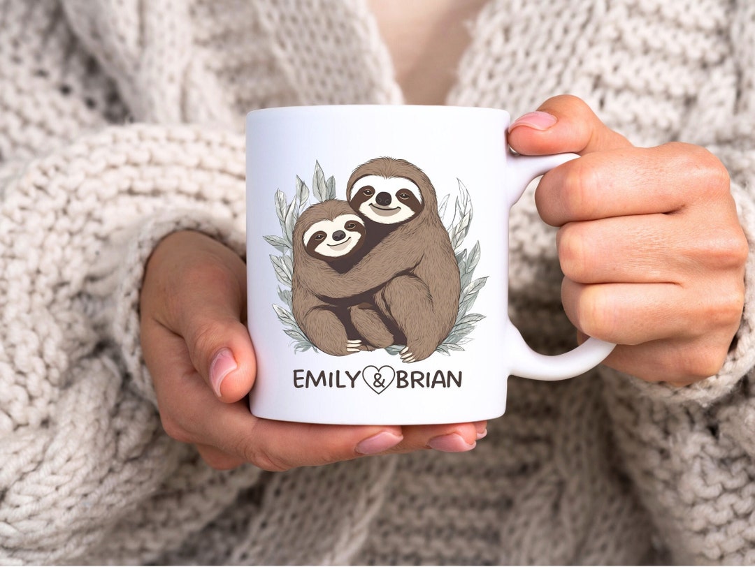 Custom Sloth Couple Mug, Loving Sloth Mug, Funny Anniversary Gift ...