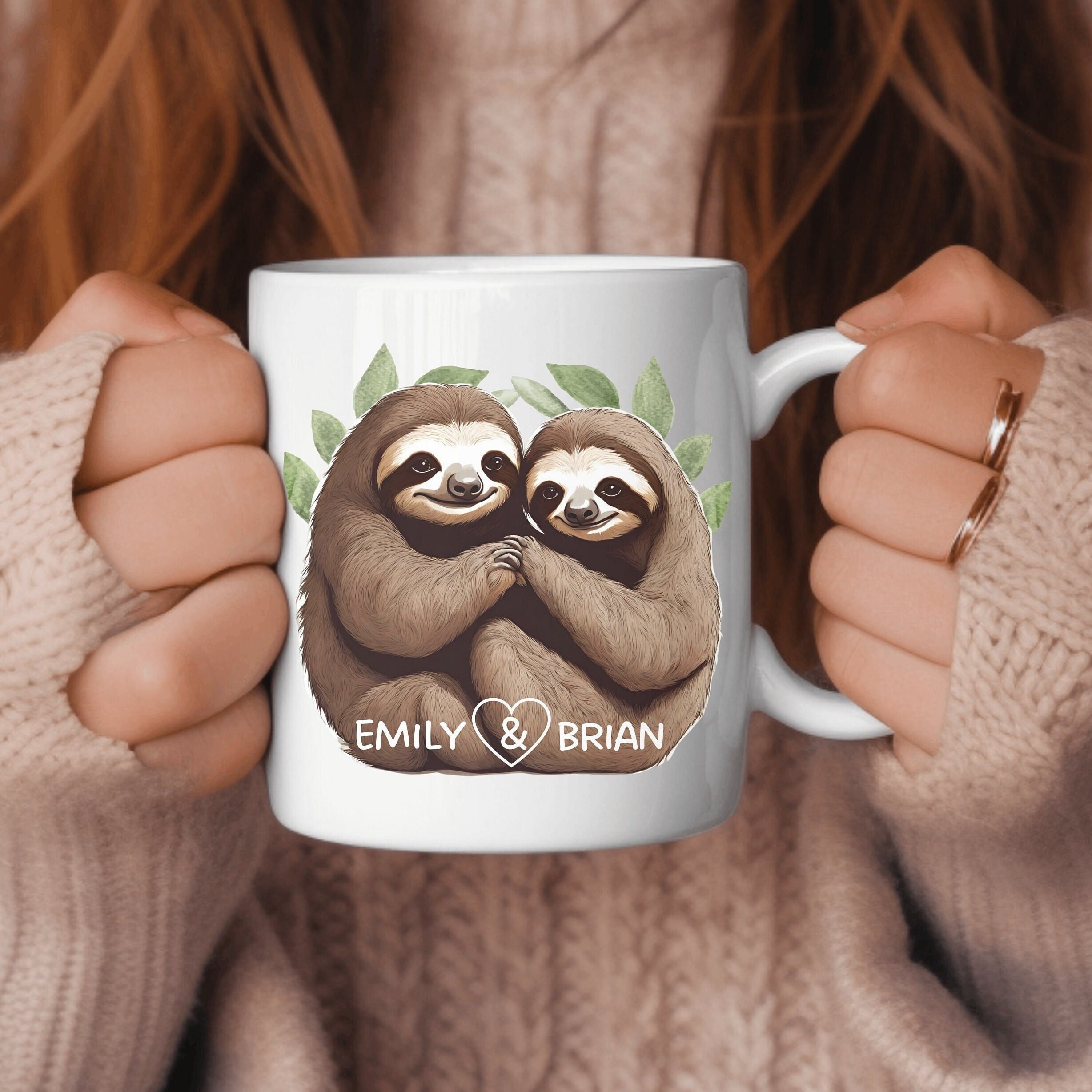 Personalized Sloth Couple Mug, Loving Sloth Mug, Funny Anniversary Gift ...