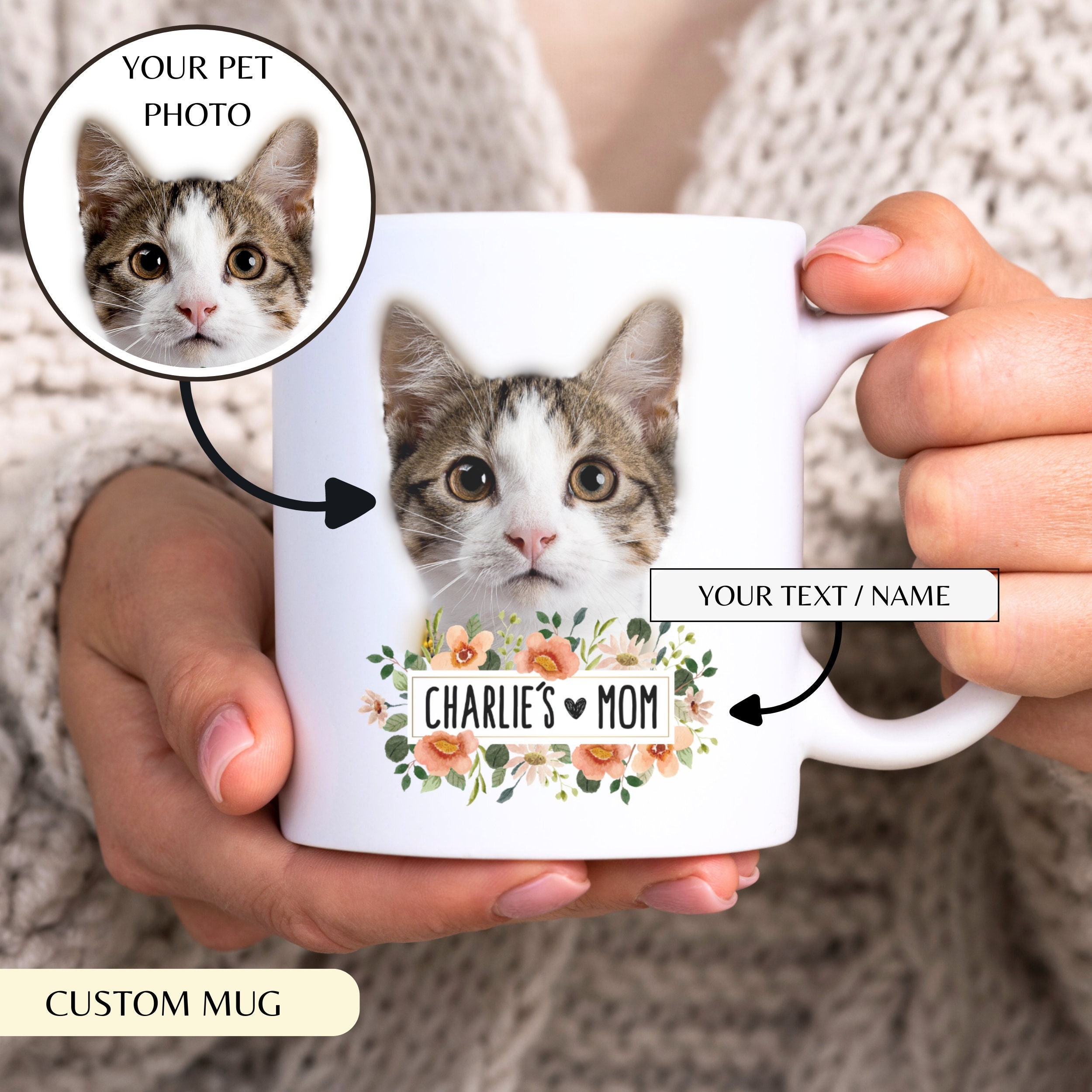 Custom Cat Mug, Personalized Cat Mug With Photo and Name, Custom Pet ...