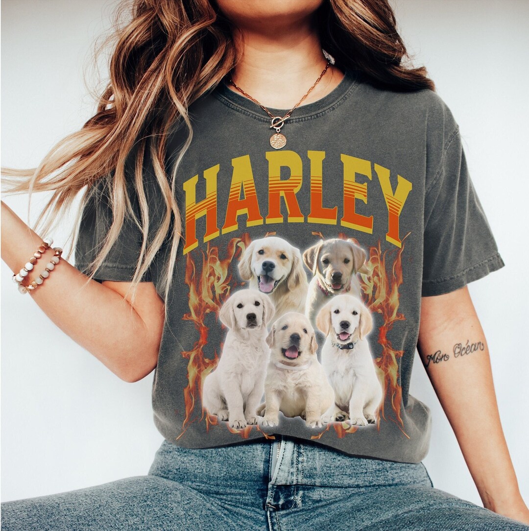 Custom Bootleg Shirt With Dog Photo, Retro Collage Personalized Pet ...