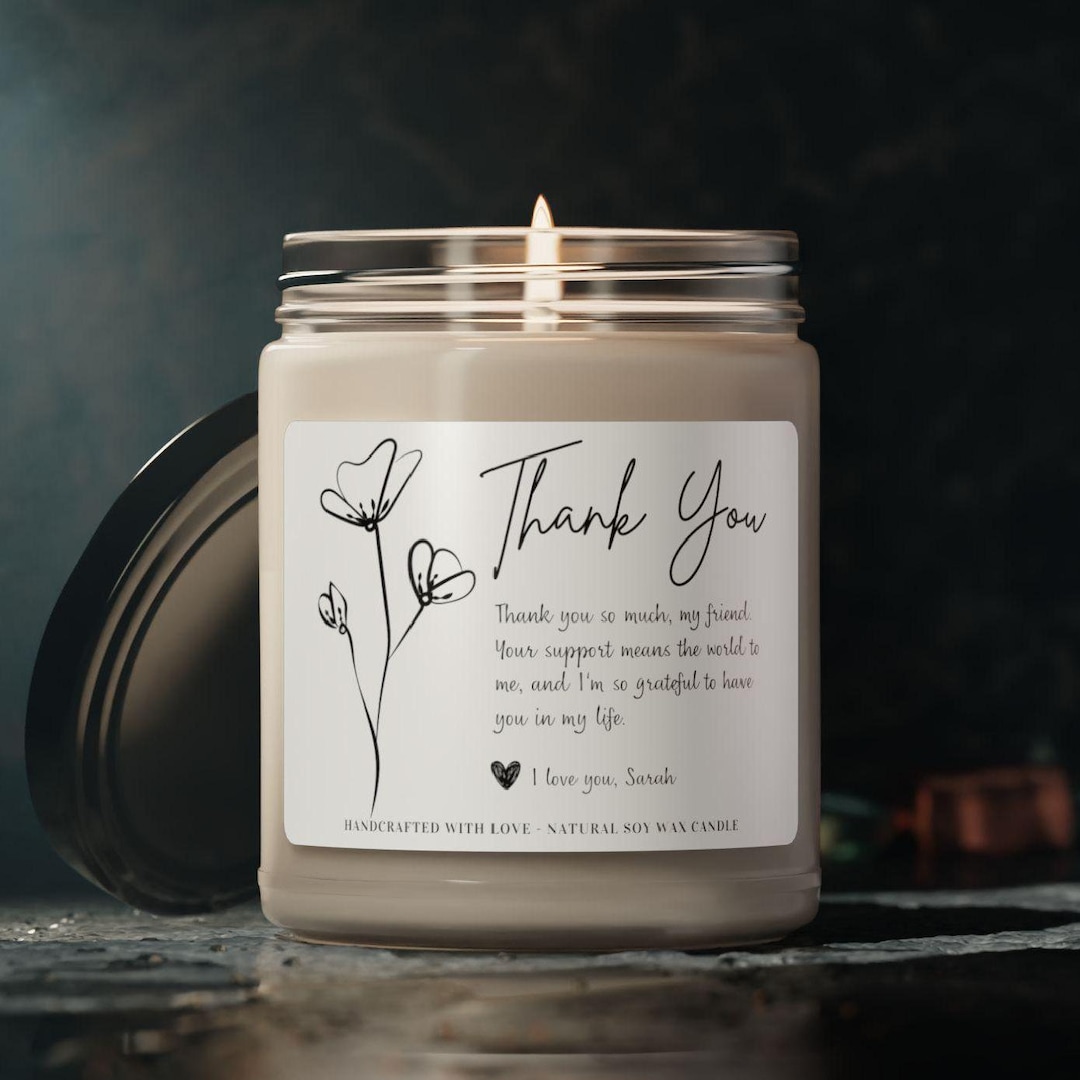 Personalized Message Candle Friend, Thank You Candle, Appreciation Gift ...