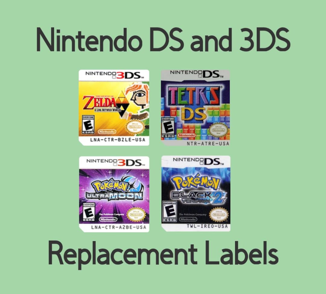 Nintendo DS and 3DS Cartridge Replacement Label Stickers - Pick Any ...