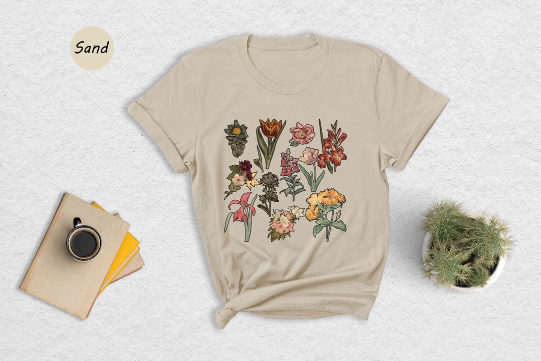 Vintage Flowers Shirt, Vintage Botanical Flowers, Cute Floral Shirt for ...