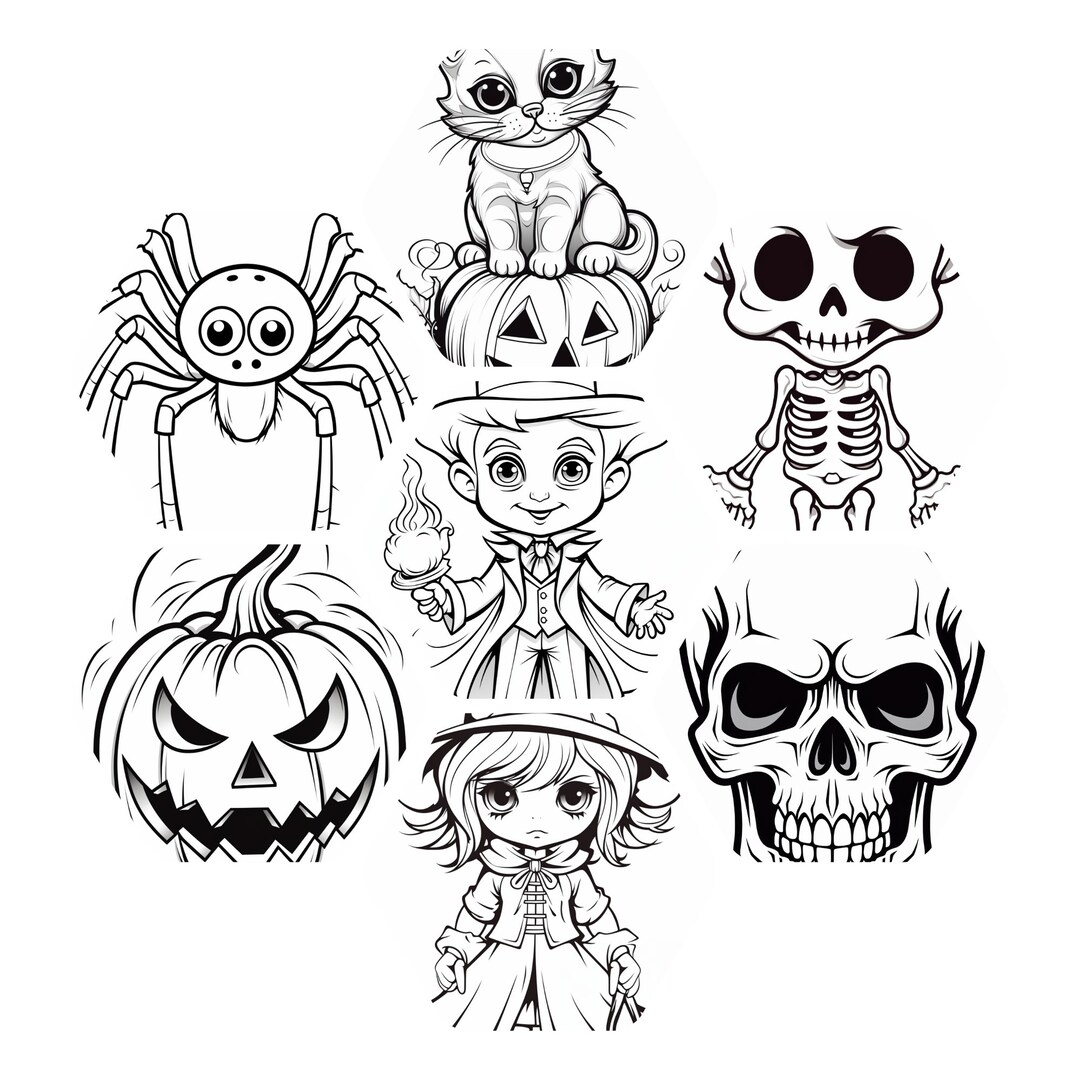 Halloween Coloring Pages for Children - Etsy
