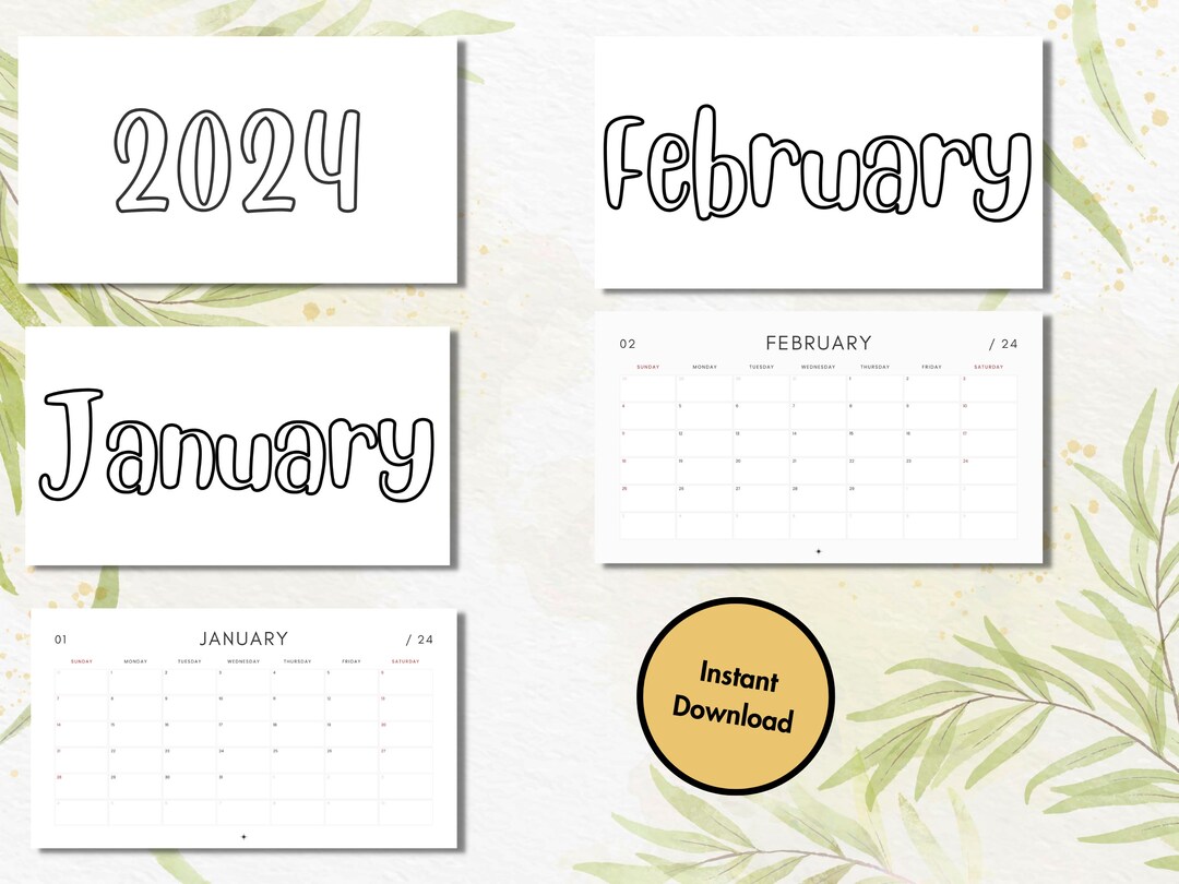 Calendar Holiday Gift for Kids Coloring Activity Printable Calendar ...