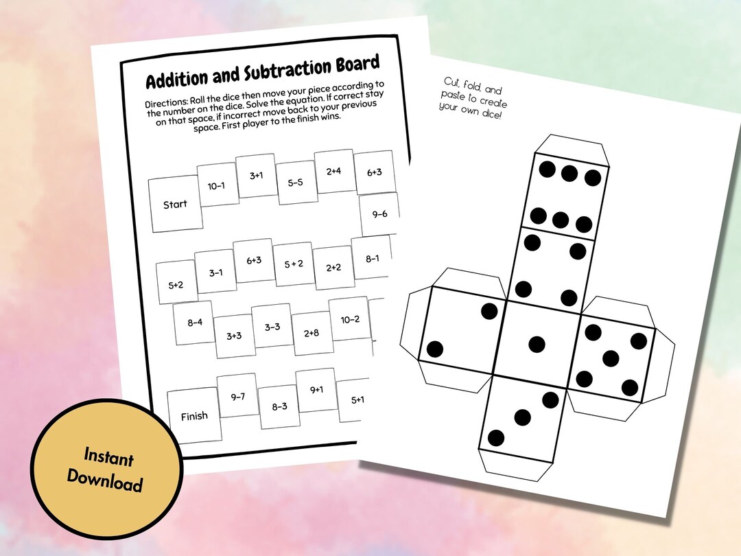 Addition Subtraction Game Instant Download Printable Math Resource ...