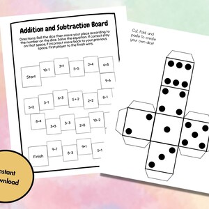 Addition Subtraction Game Instant Download Printable Math Resource ...