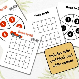Printable Counting Math Game: Race to 20 - Etsy