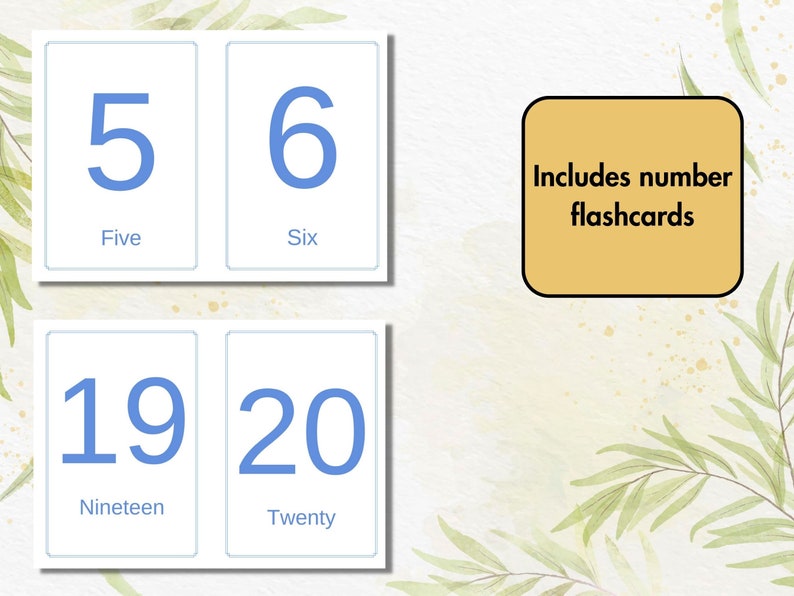 Number Flashcards Printable Instant Download Preschool Counting ...