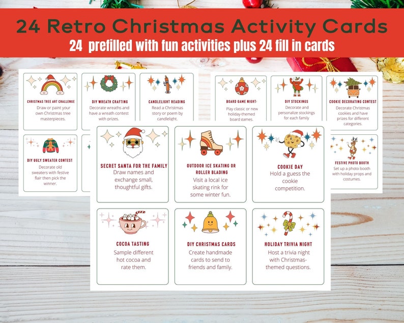 Retro Christmas Activity Cards - Etsy