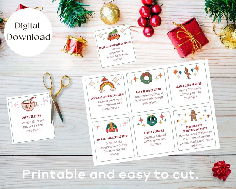 Retro Christmas Activity Cards - Etsy