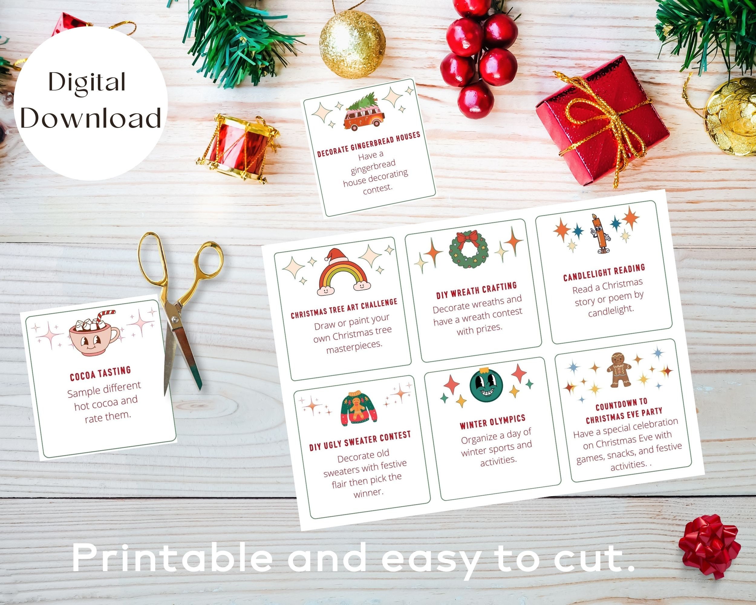 Retro Christmas Activity Cards - Etsy