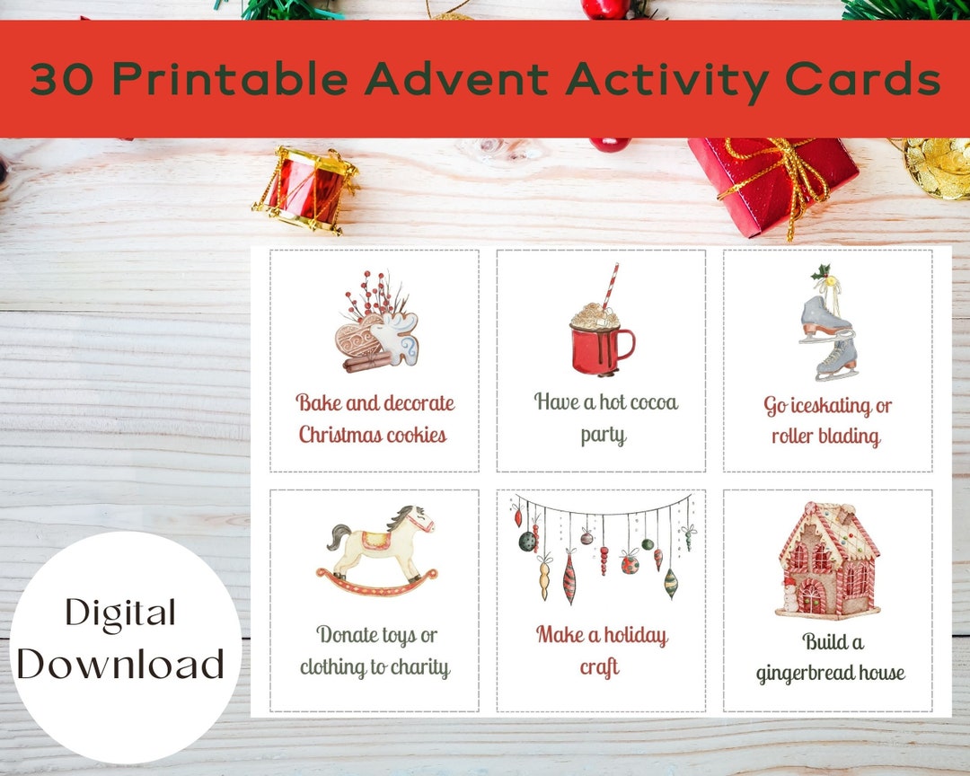 30 Days of Joy: Advent Activities Cards for Kids and Families - Etsy