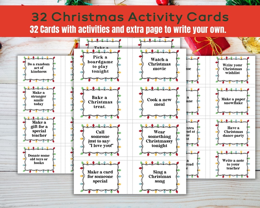 32 Christmas Activity Cards for Kids and Adults - Etsy