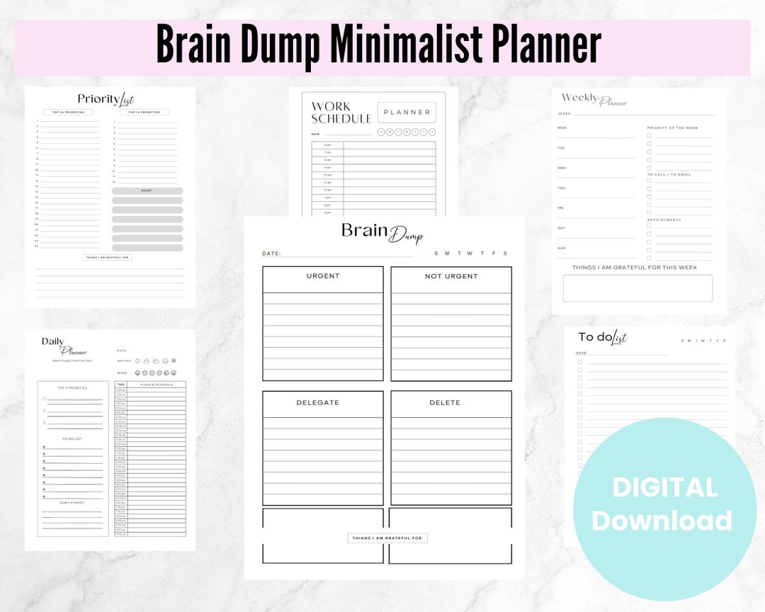 Minimalist Brain Dump Planner - Boost Productivity - Etsy