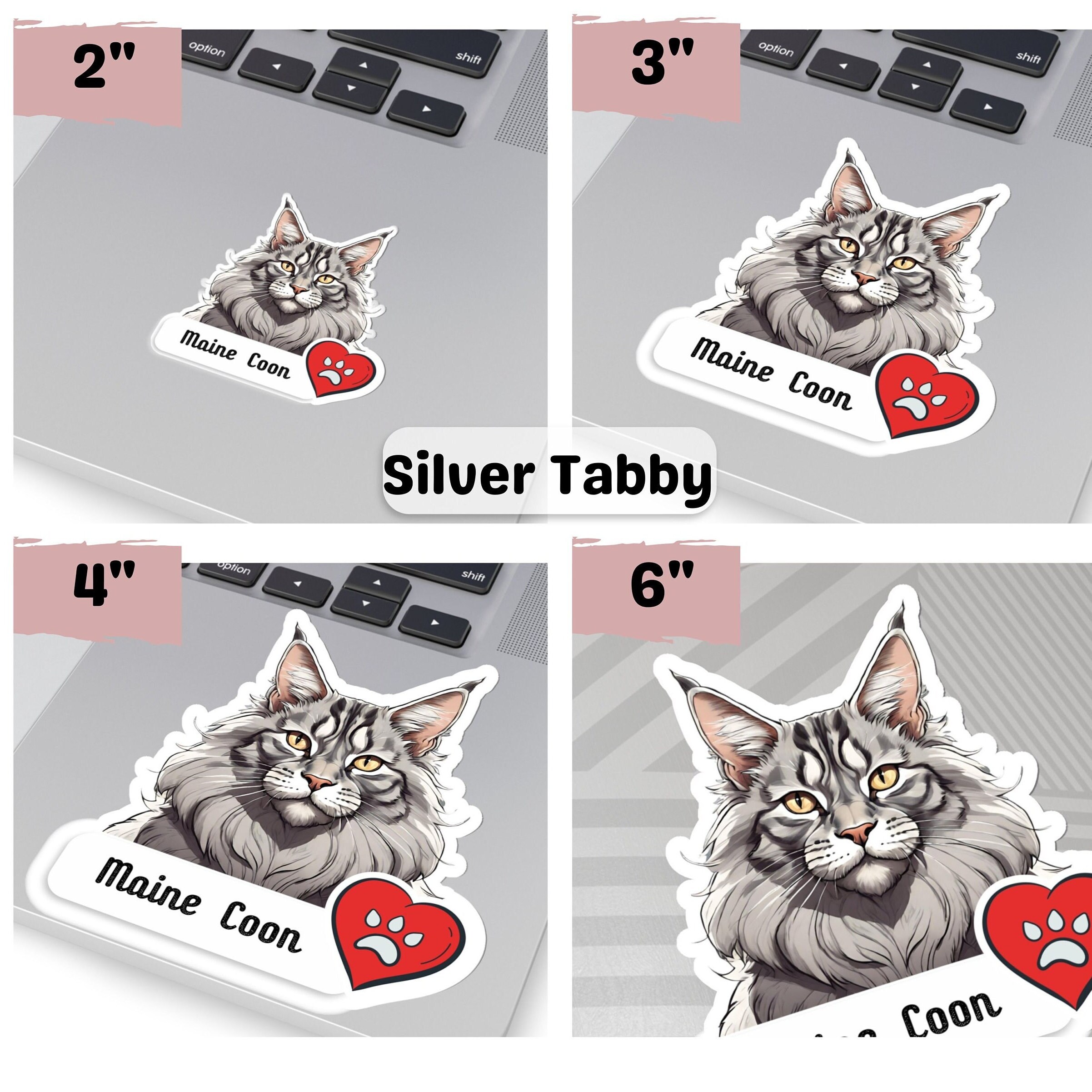 Maine Coon Stickers for Gifts Laptop Books Decoration for Room Maine Coon Cat Sticker Decals for ...
