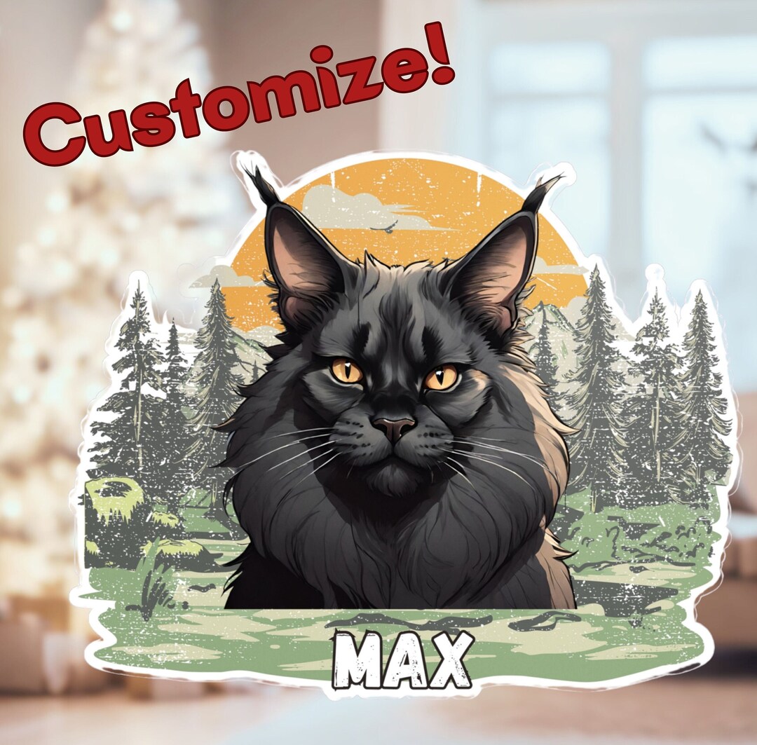 Maine Coon Custom Stickers for Gifts, Waterproof Cat Sticker for Indoor ...