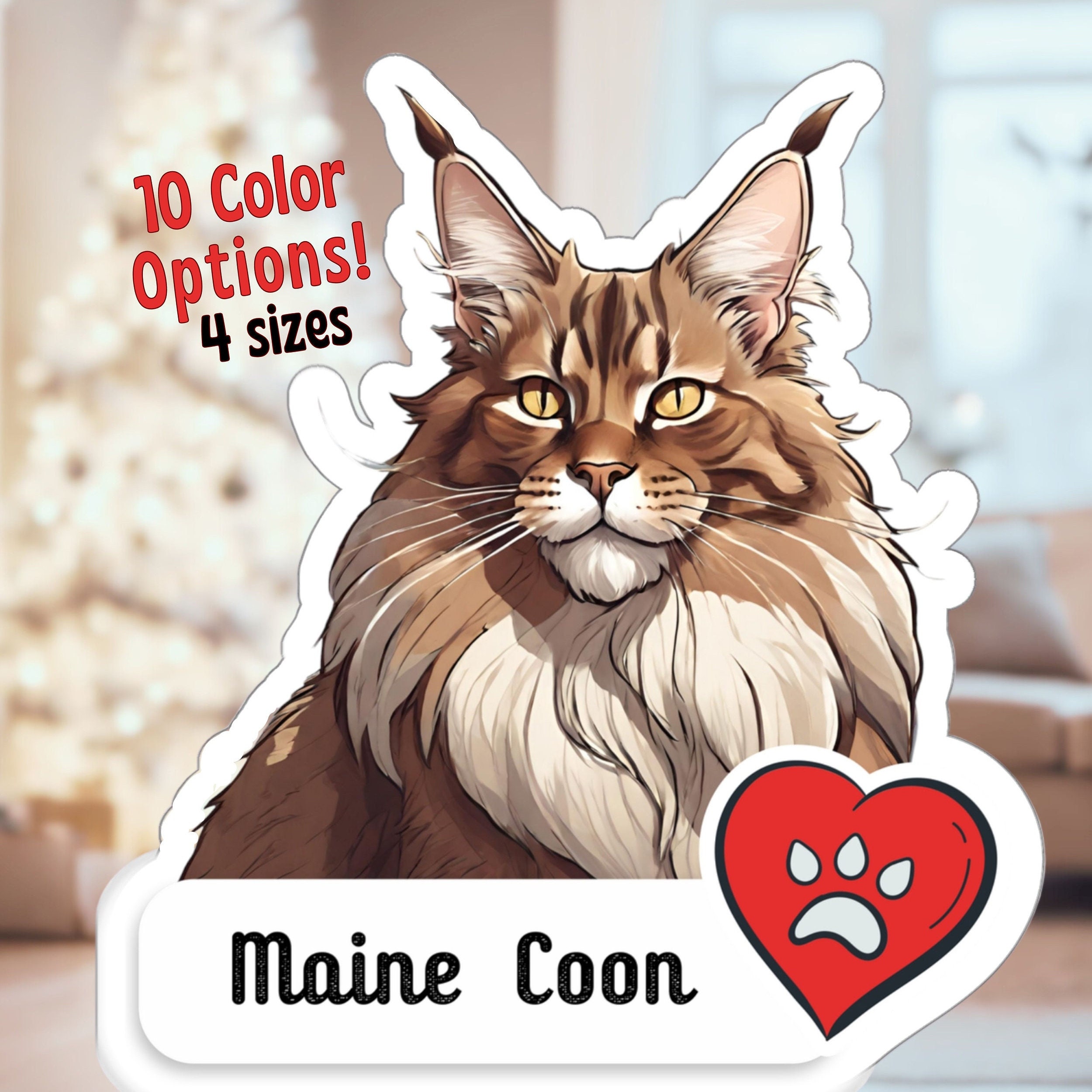 Maine Coon Stickers for Gifts Laptop Books Decoration for Room Maine Coon Cat Sticker Decals for ...