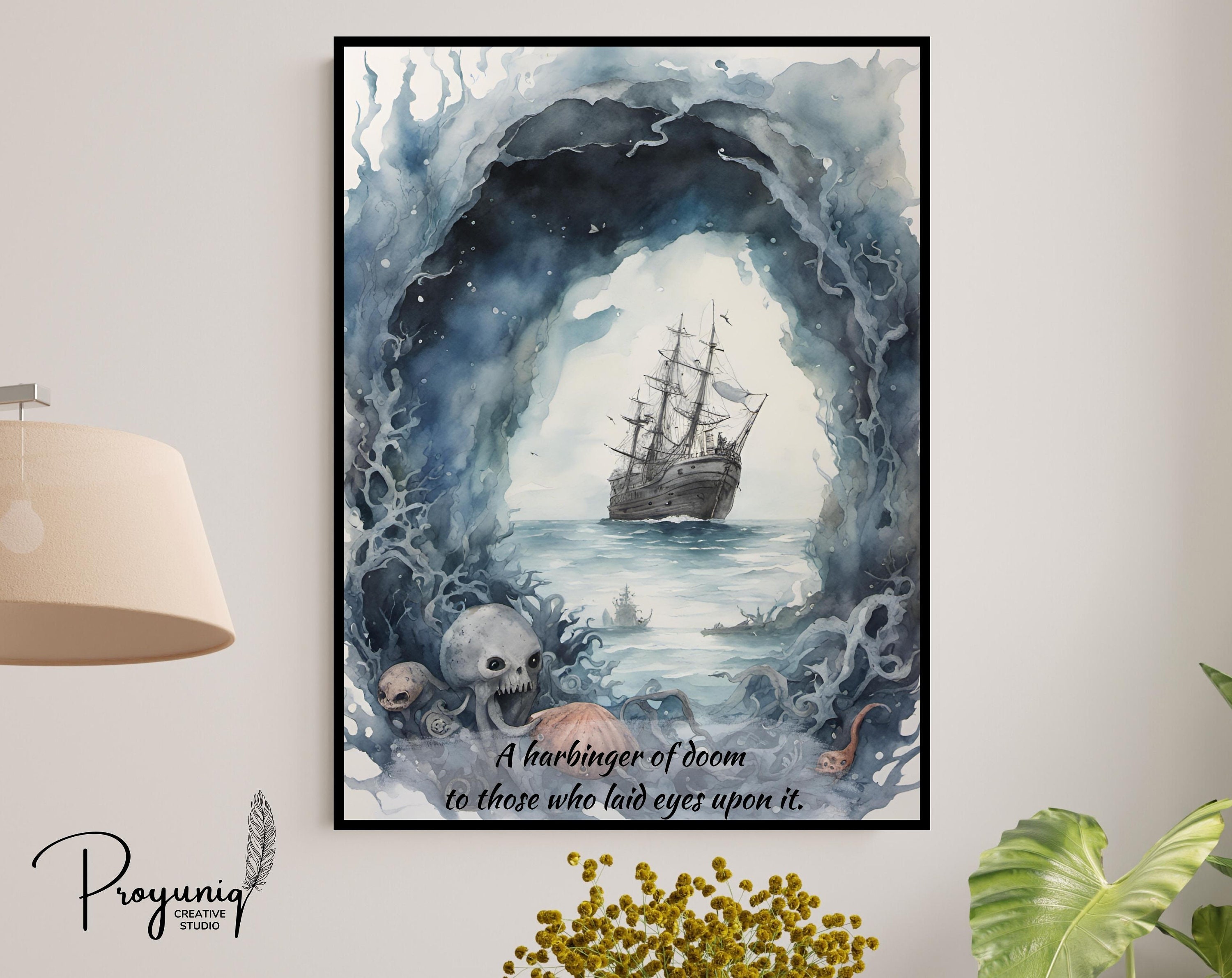 Halloween Under the Sea Pirate Ghost Ship With Quote Wall Art Printable ...