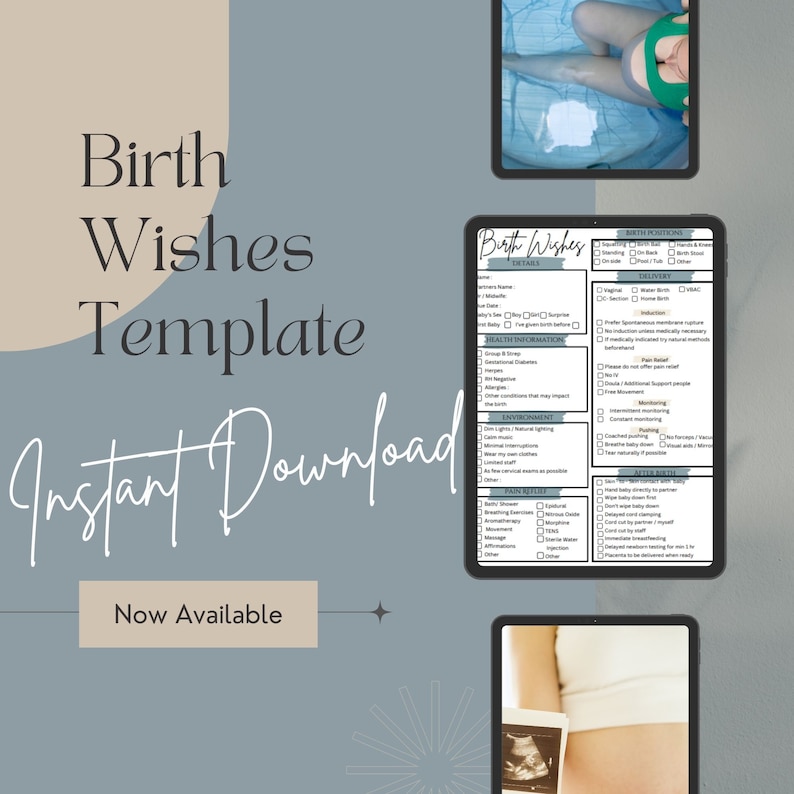 Birth Wishes Printable & Editable simple Design visual Birth Plan - Etsy