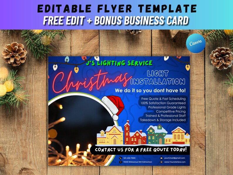 Christmas Light Installation Service Flyer, DIY Canva Editable ...