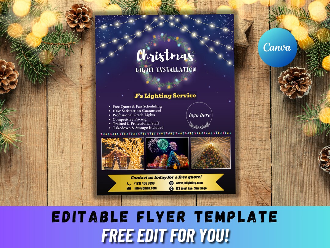 Christmas Light Installation Service Flyer, DIY Canva Editable ...