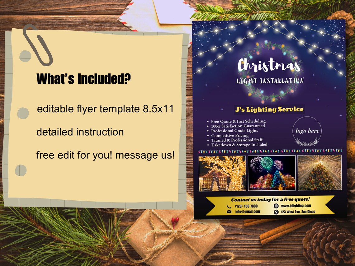 Christmas Light Installation Service Flyer, DIY Canva Editable ...