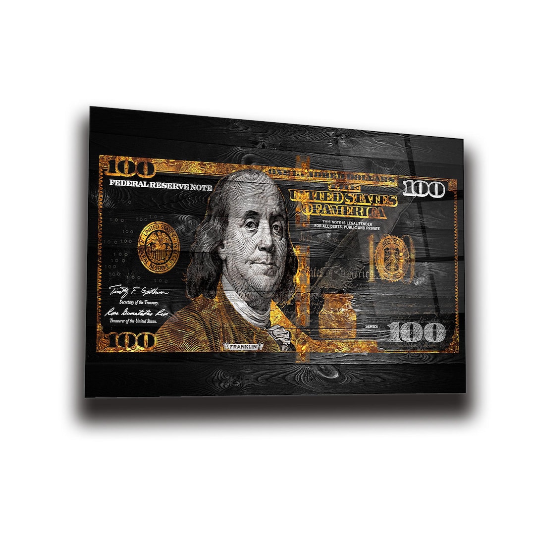 Gold Detailed Coin Wall Art , Tempered Glass Wall Art , Glass Printing ...