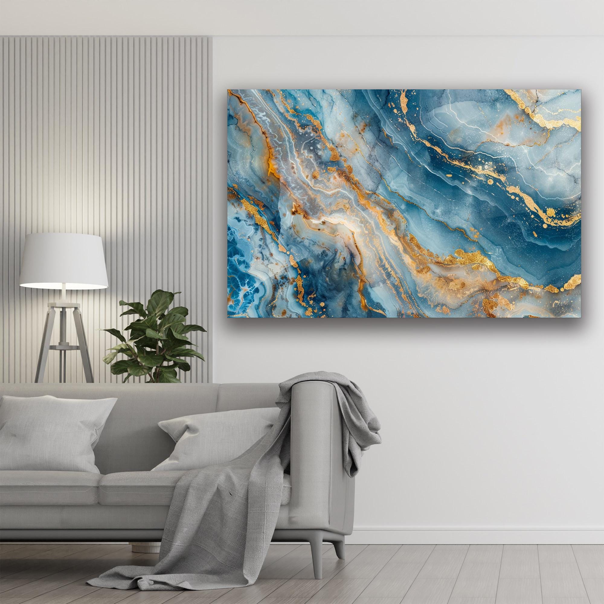 Blue Marble Wall Art , Tempered Glass Wall Art , Glass Printing , High ...
