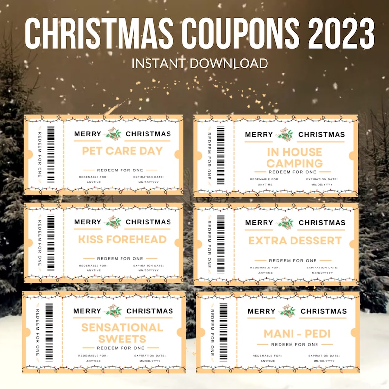 Printable Christmas Coupon, Gifts for Him/her,christmas Games for Kids ...