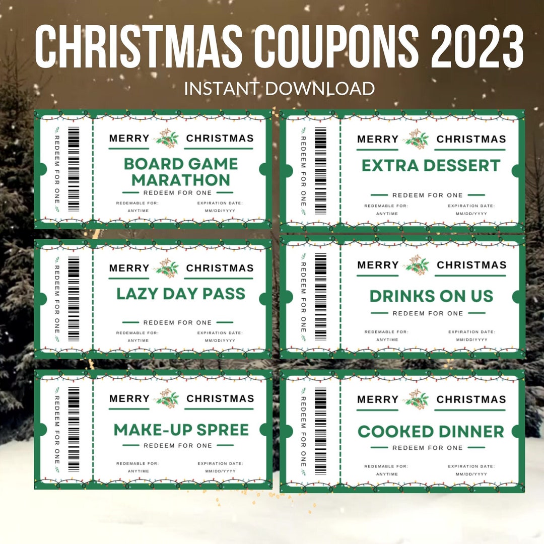 Printable Christmas Coupon, Gifts for Him/her,christmas Games for Kids ...