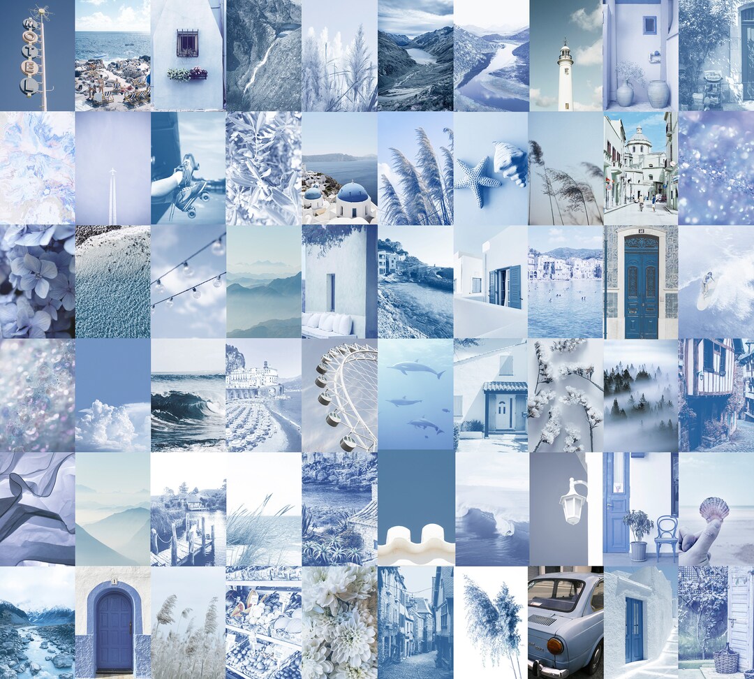 Blue Wall Collage Kit Blue Aesthetic Collage Kit, Printable Collage Kit ...