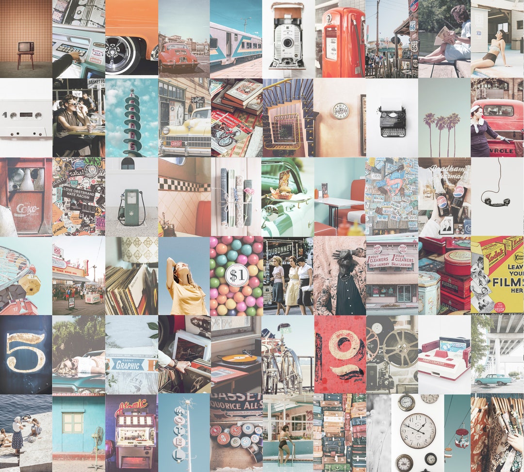 Vintage Boho, Photo Wall Collage Kit Aesthetic Collage 60 Pcs Y2K Photo ...