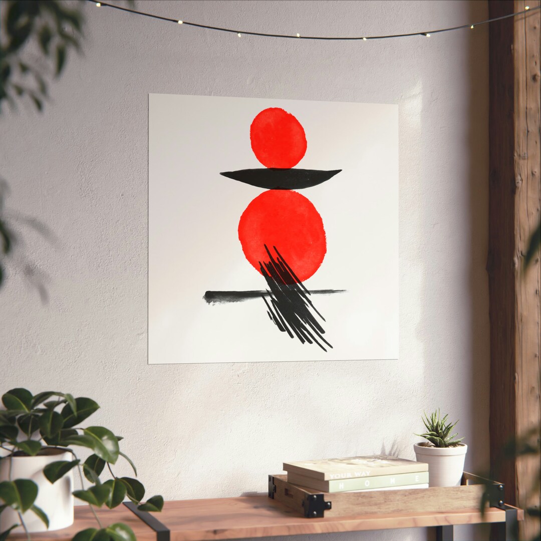 Traditional Japanese Themed Abstract Art Design Print Matte Vertical ...
