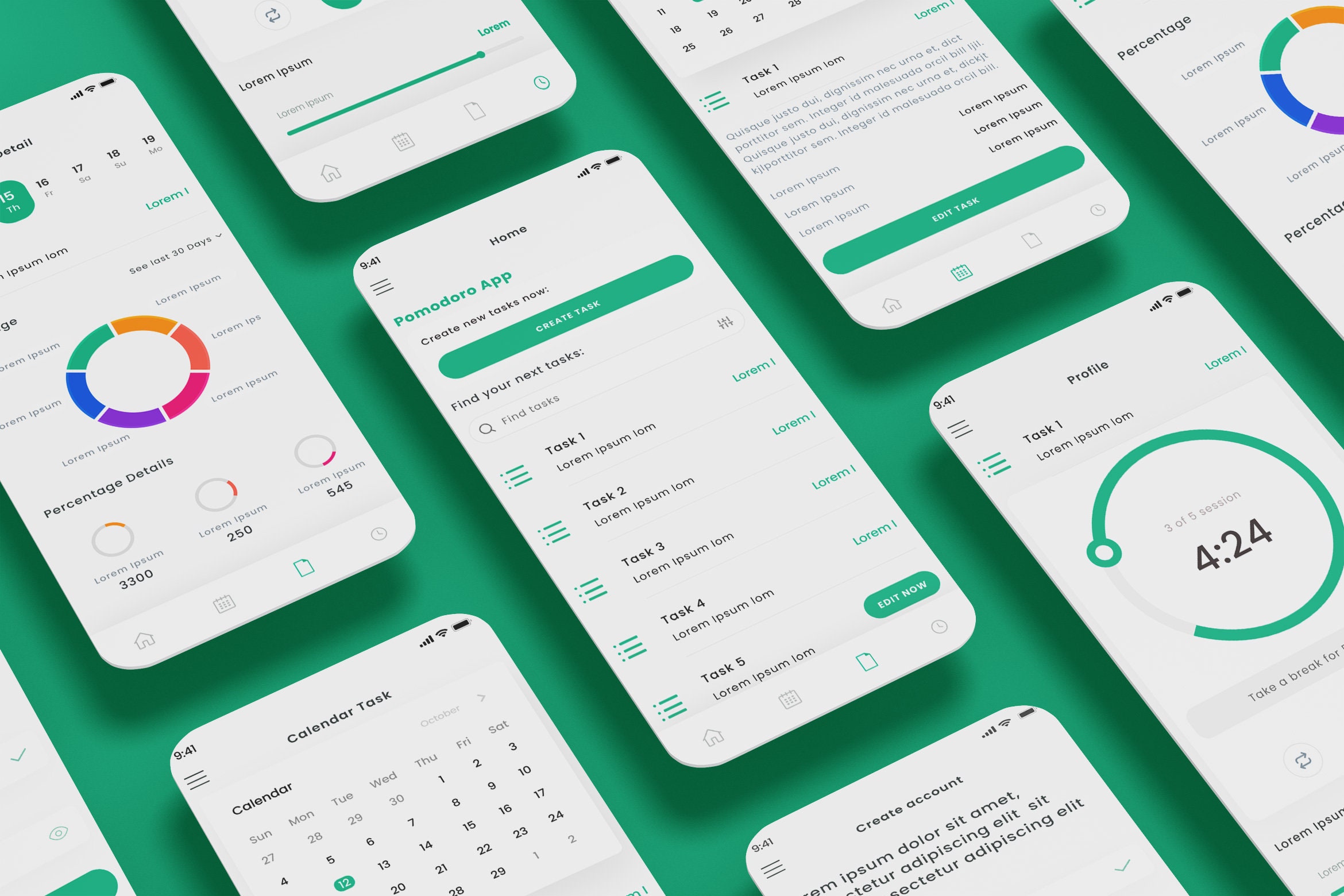 Pomodoro Planner Timer, Daily & Task Manager App in Figma, XD, Sketch ...