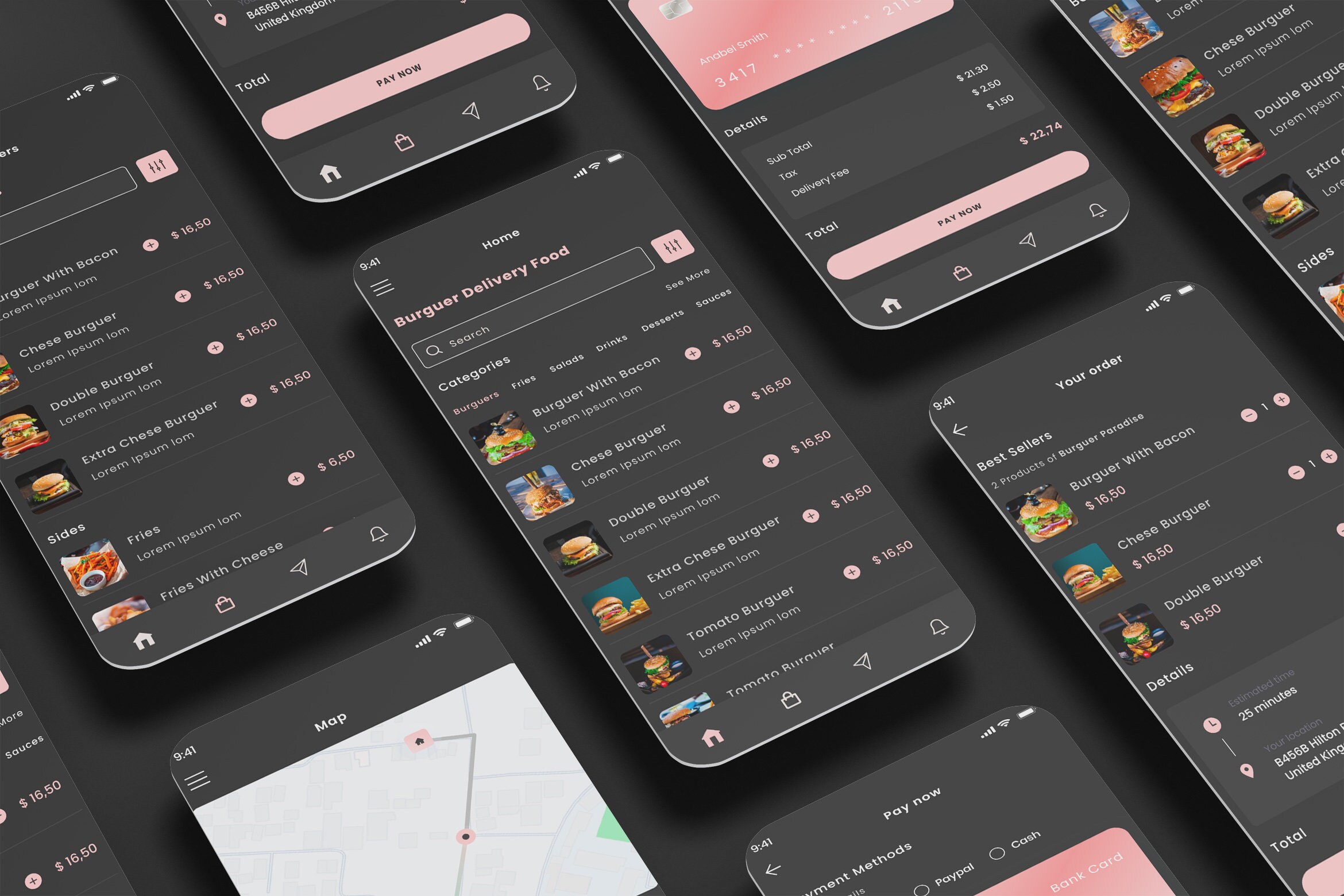 Fast Food Delivery & Burger Restaurant Black App With Figma - Etsy
