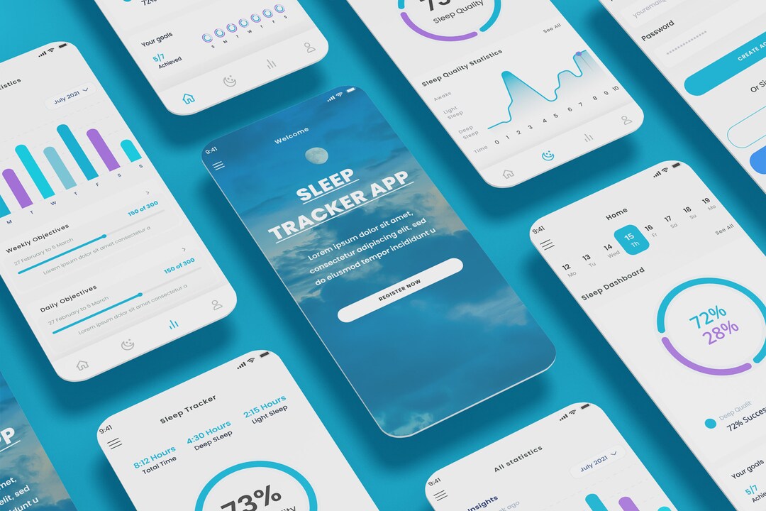 Sleep Tracker, Sleeping & Health Tracking App UI in Figma, Sketch, XD ...