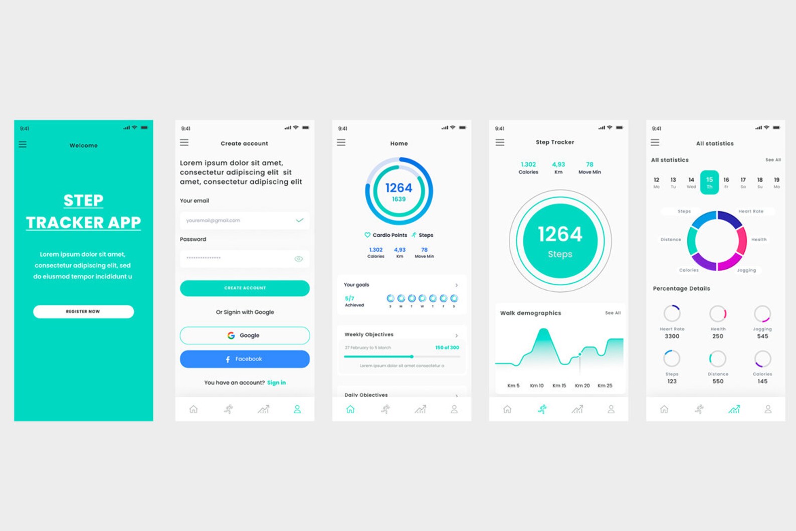 Step, Habit Tracking, Health & Walking Tracker App With Figma, Sketch ...