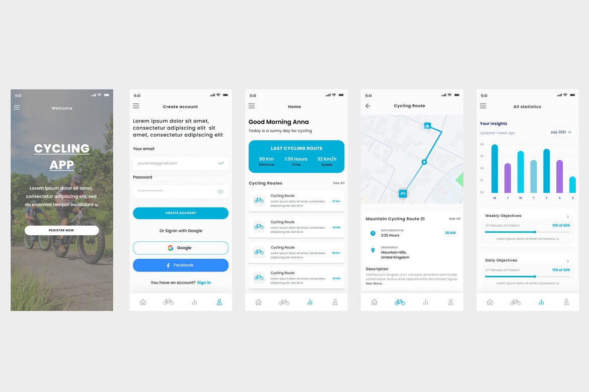 Cycling Routes Bike Tracker Sport Statistics App - Etsy