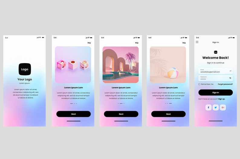 On Boarding, Welcome and Sign in Screens App and UI Kit With Figma ...