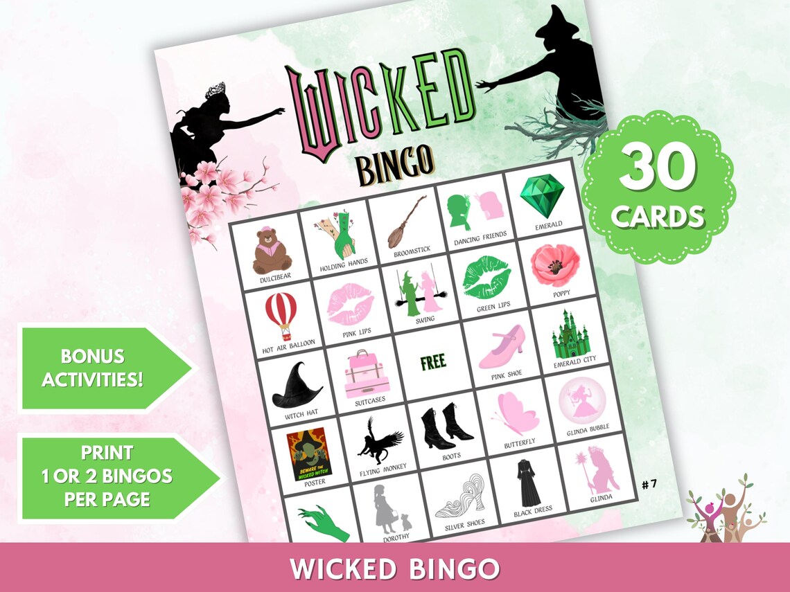 Wicked Bingo Game: Wizard of Oz Party Game, Wicked Birthday Party and ...