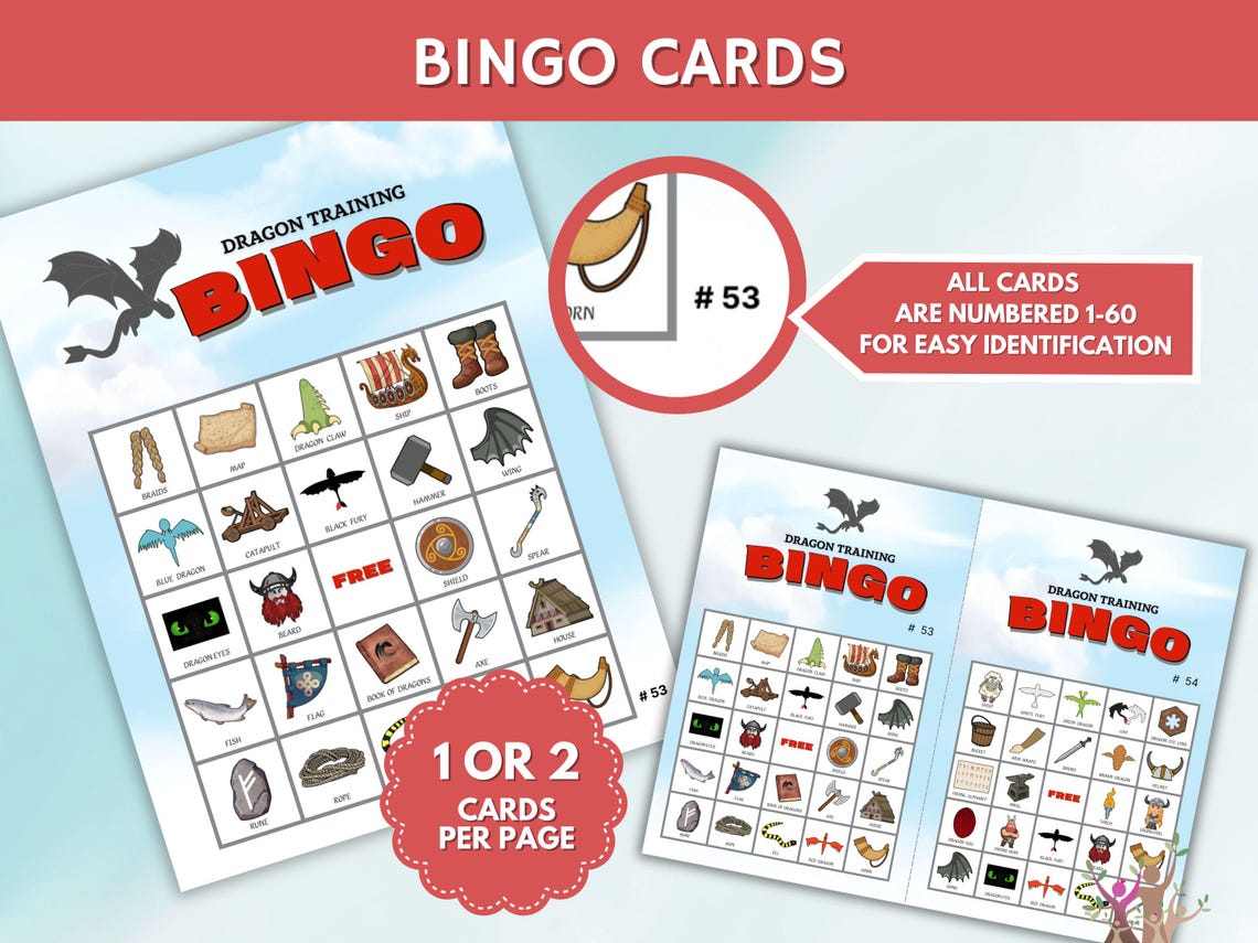 Dragon Bingo Game: How to Train Your Dragon Birthday Party (digital ...