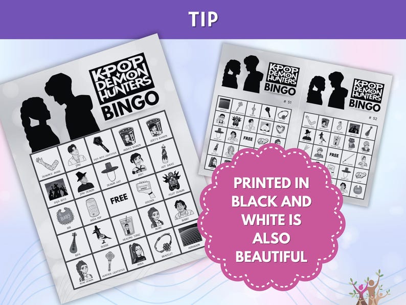Kpop Demon Hunters Bingo Game: Huntrix & Saja Boys Birthday Party and ...