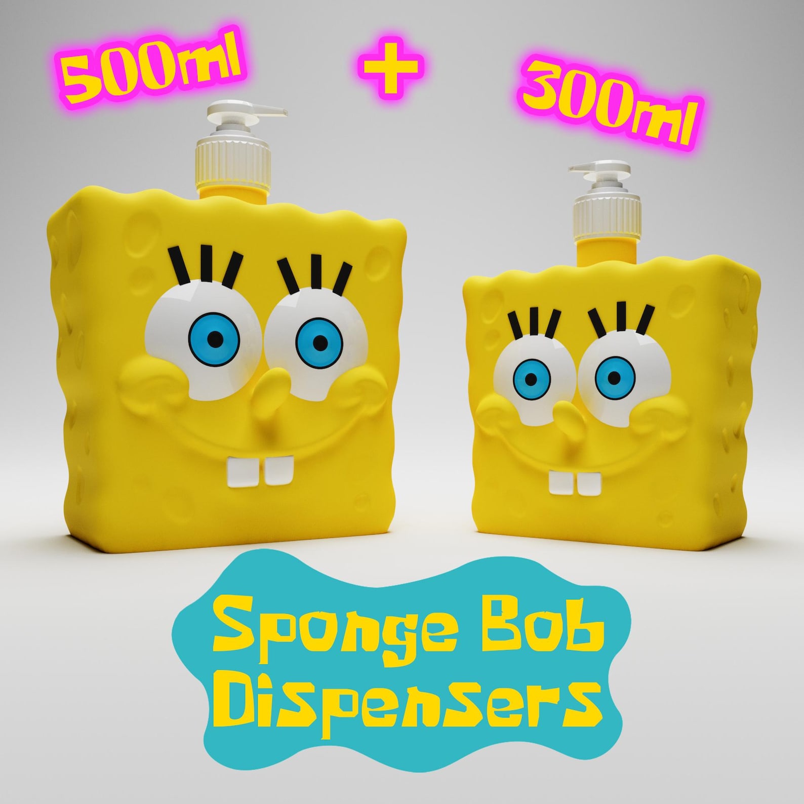 Spongebob Dispenser, Soap Dish, 300ml, 500ml, 3D Printed - Etsy