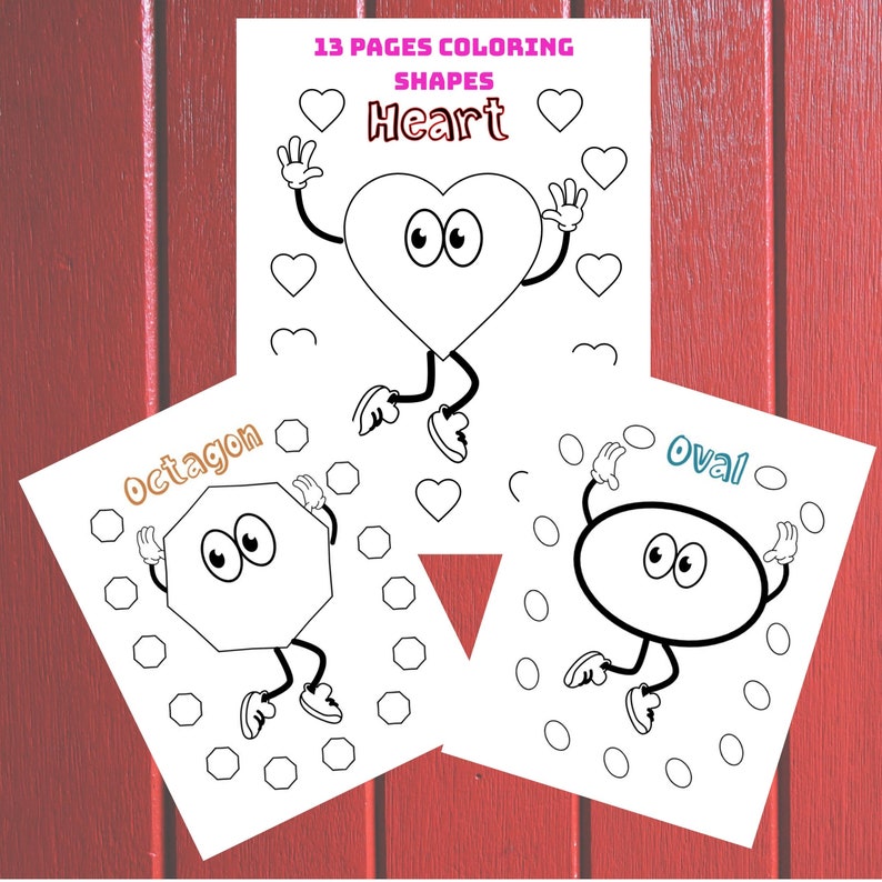 12 Shapes Printable Coloring Pages for Kids: Preschool Kindergarten ...