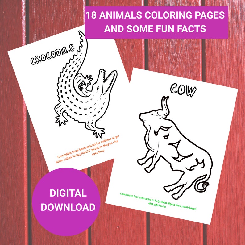 18 Printable Animal Coloring Page Worksheets for Kids, Featuring Fun ...